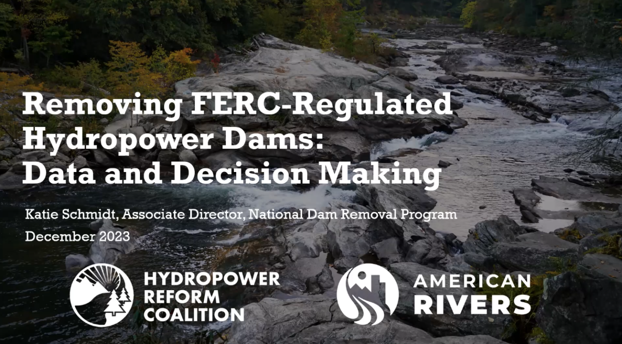 Removing FERC-regulated hydropower dams: data and decision-making ...